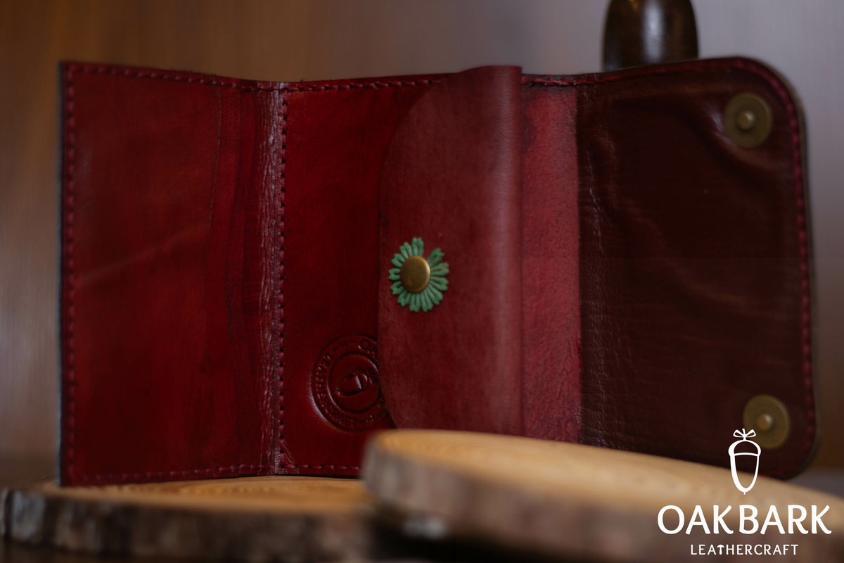 Mandala Leather Wallet ( Burgundy ) – OakBark Leathercraft